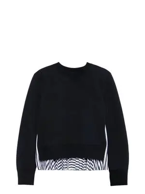 Sacai Cotton-Blend Sweatshirt With Pleated Back Panel Blue