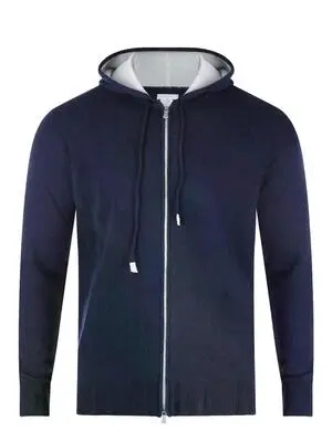 Eleventy Hooded Zip-up Cashmere Sweater - Blue