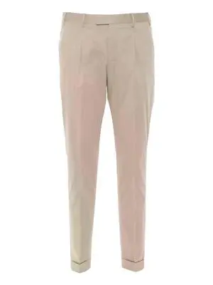 PT TORINO Pleat-detailing Turn-up Trousers - Neutrals