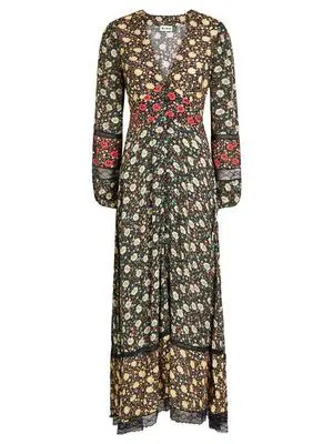 Rixo Raven Floral Print Crepe De Chine Maxi Dress - Multicoloured