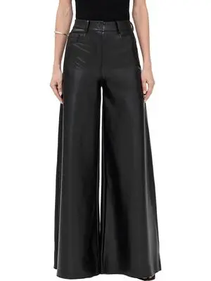 Norma Kamali Faux Leather Wide Leg Jeans - Black
