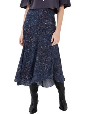 Isabel Marant Hortensia Mosaic Print Skirt Midnight