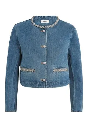 Sandro Rhinestone-embellished Denim Jacket - Blue