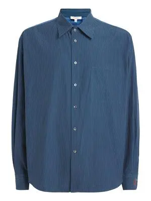 JW Anderson Cotton Patchwork Stripe Shirt - Navy