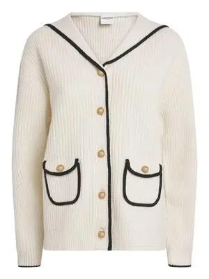 Claudie Pierlot Wool-blend Cardigan With Sailor Collar - White