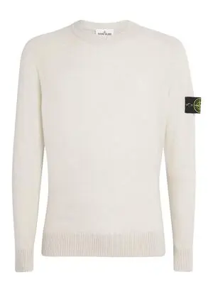 Stone Island Virgin Wool Ribbed Sweater - Ivory