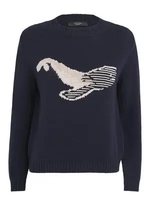 Max Mara Cotton-blend Whale-jacquard Sweater - Blue