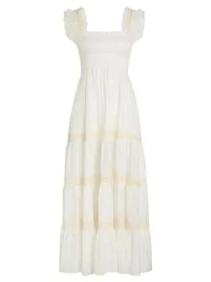 Rixo Aubrey Ruffled Cotton Midi Dress - White
