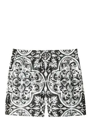 Dolce & Gabbana Printed Shell Swim Shorts - Black And White