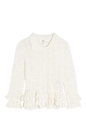 Chloé Frilled Crochet Blouse - White