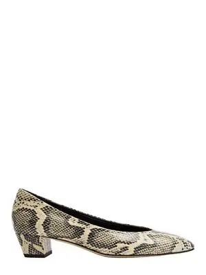 AeydĒ Helia 35 Python-effect Leather Pumps - Beige