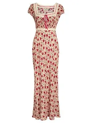 Rixo Maeva Floral-print Maxi Dress - Red And White