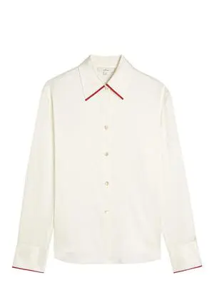 Vince Contrasting-trim Silk Shirt - White
