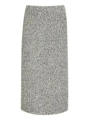 Tory Burch Textured Tweed Midi Skirt - Grey