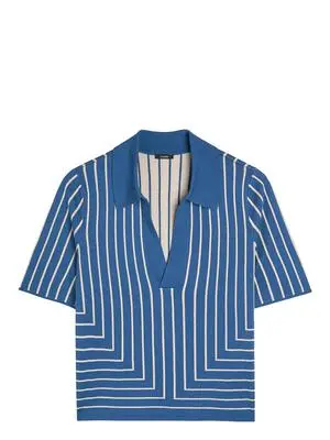 JOSEPH Striped Jacquard Stretch-knit Top - Blue