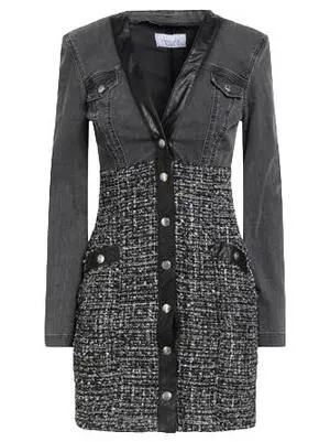 GAËLLE PARIS Tweed Denim Mini Dress - Black