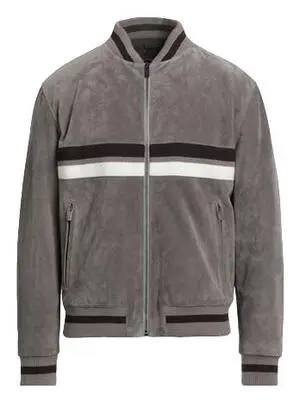 TOD'S Jacket In Cow Leather, Merino Wool, And Acrylic - Grey