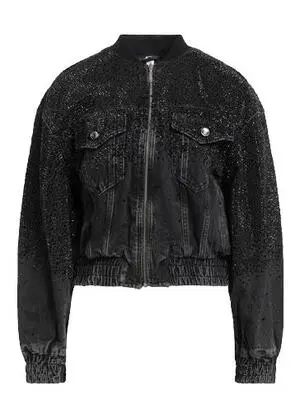 LIU •JO Denim Bomber Jacket - Black