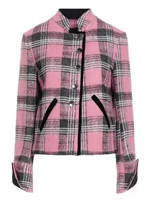 Emporio Armani Flannel Tartan Jacket With Velvet Trims - Pink