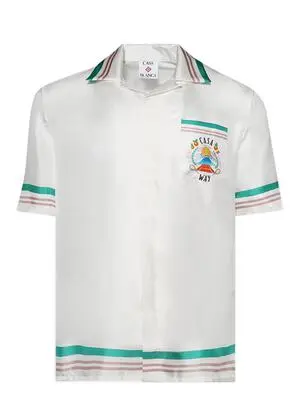 Casablanca Cuban Collar Short Sleeve Shirt - White