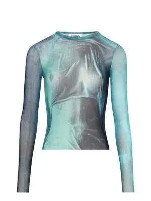 JEAN PAUL GAULTIER Mesh Long Sleeve Top - Blue