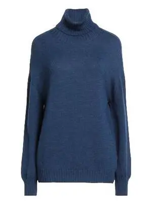 ARAGONA Turtleneck Merino Wool Top - Blue