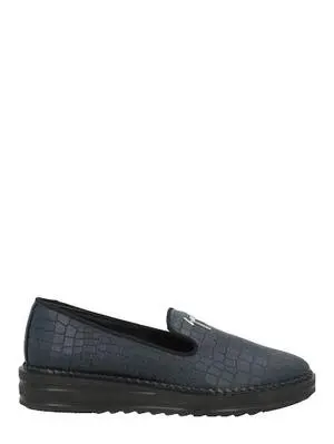 GIUSEPPE ZANOTTI Midnight Leather Crocodile-print Loafers - Blue
