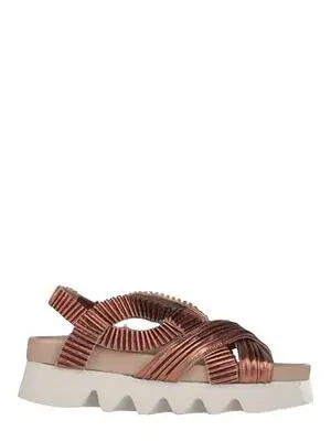 PATRIZIA BONFANTI Bronze Leather Wedge Sandals - Yellow