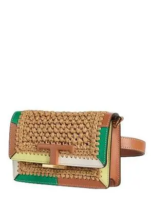 TOD'S Leather And Raffia Belt Bag