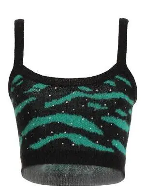 VICOLO Jacquard-knit Sleeveless Top - Green