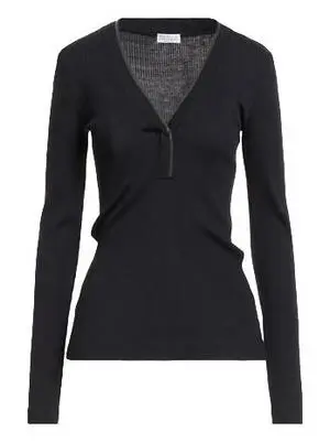 Brunello Cucinelli Top In Wool With Metallic Trim - Blue