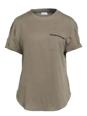 Brunello Cucinelli Cotton Jersey T-shirt With Eco Brass Detailing - Green