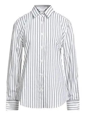 Brunello Cucinelli Striped Cotton Shirt With Brass Detailing - White
