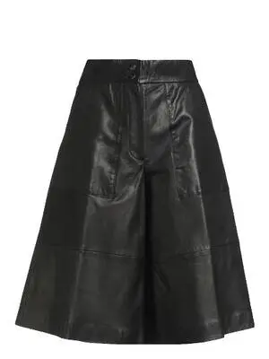PT TORINO Leather Bermuda Shorts - Black