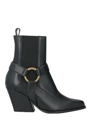 Emporio Armani Leather Ankle Boots - Black