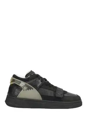 RUN OF Leather High-top Sneakers - Black