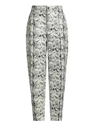 Alberta Ferretti Tapered Snakeskin-print Leather Pants - White