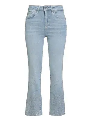 LIU •JO Boot-cut Jeans With Appliqués And Crystals - Blue