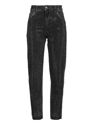 LIU •JO Straight-leg Jeans With Appliqués And Crystals - Black