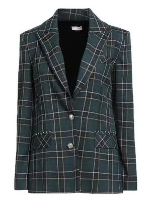 LIU •JO Single-breasted Blazer With Tartan Pattern - Green