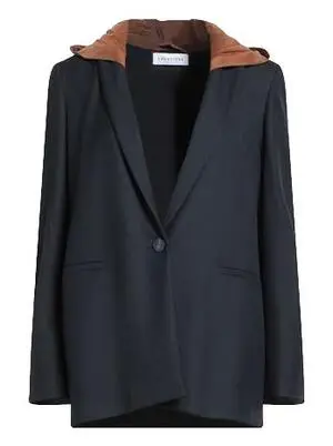 CARACTÈRE Single-breasted Blazer With Detachable Hood - Navy