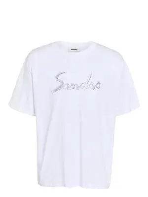 Sandro T-shirt Size Cotton, Elastane - White