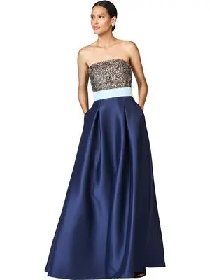 Sachin & Babi Colette Gown - Silver/night Sky