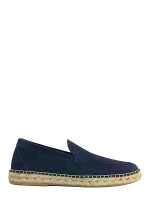 ABARCA Suede Raffia-Trimmed Loafers