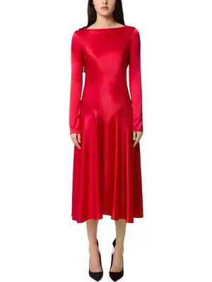 Nina Ricci Backless Satin Midi Dress - Red