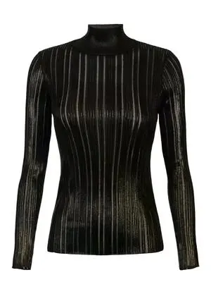 Elisabetta Franchi Striped Roll-neck Jumper - Black