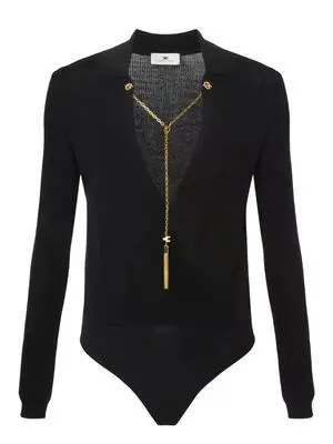 Elisabetta Franchi Chain-embellished Bodysuit - Black