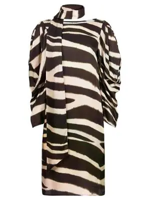 Nina Ricci Zebra-print Midi Dress - Brown