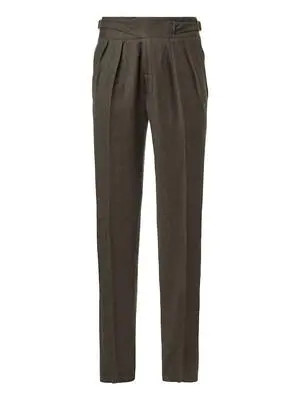 Rubinacci Manny Wool Flannel Tapered Trousers - Green