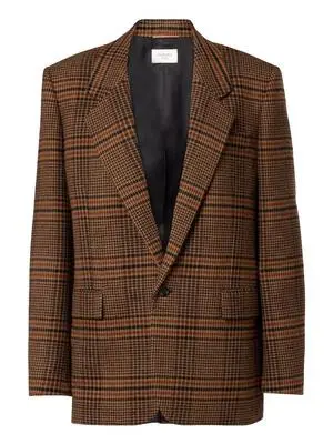 Saint Laurent Checked Wool Blazer - Brown